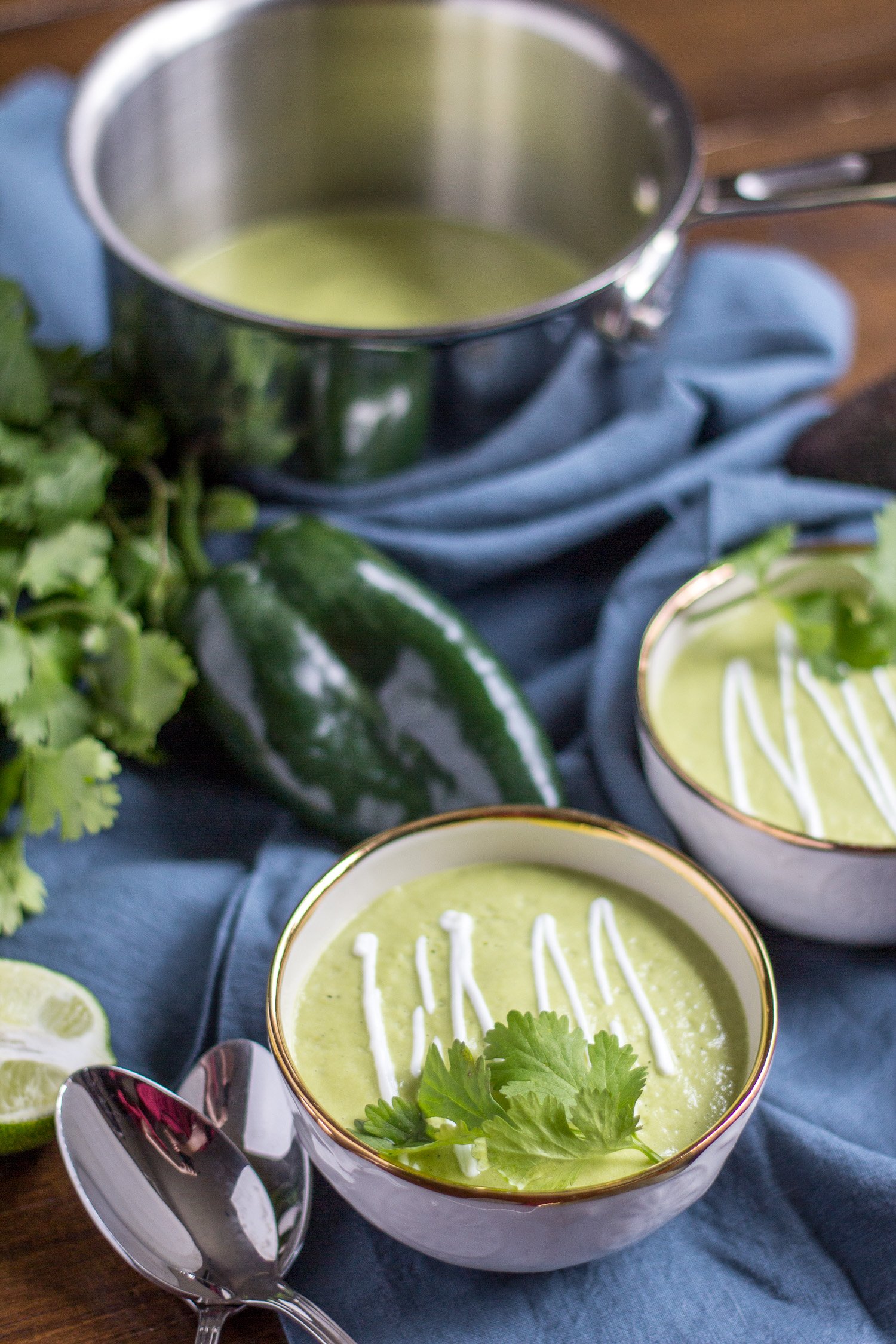 Creamy Spicy Avocado Poblano Soup | A Keto Soup Recipe