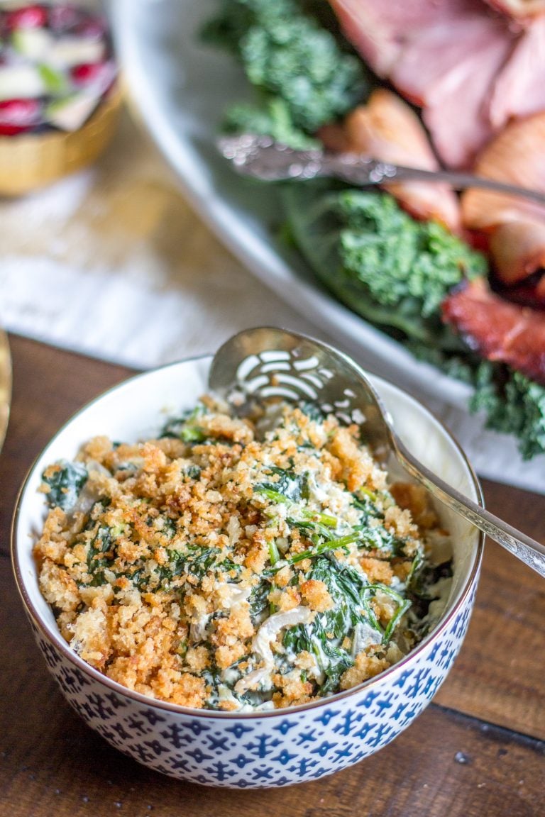 Easy Creamy Spinach with Crispy Breadcrumbs - thekittchen