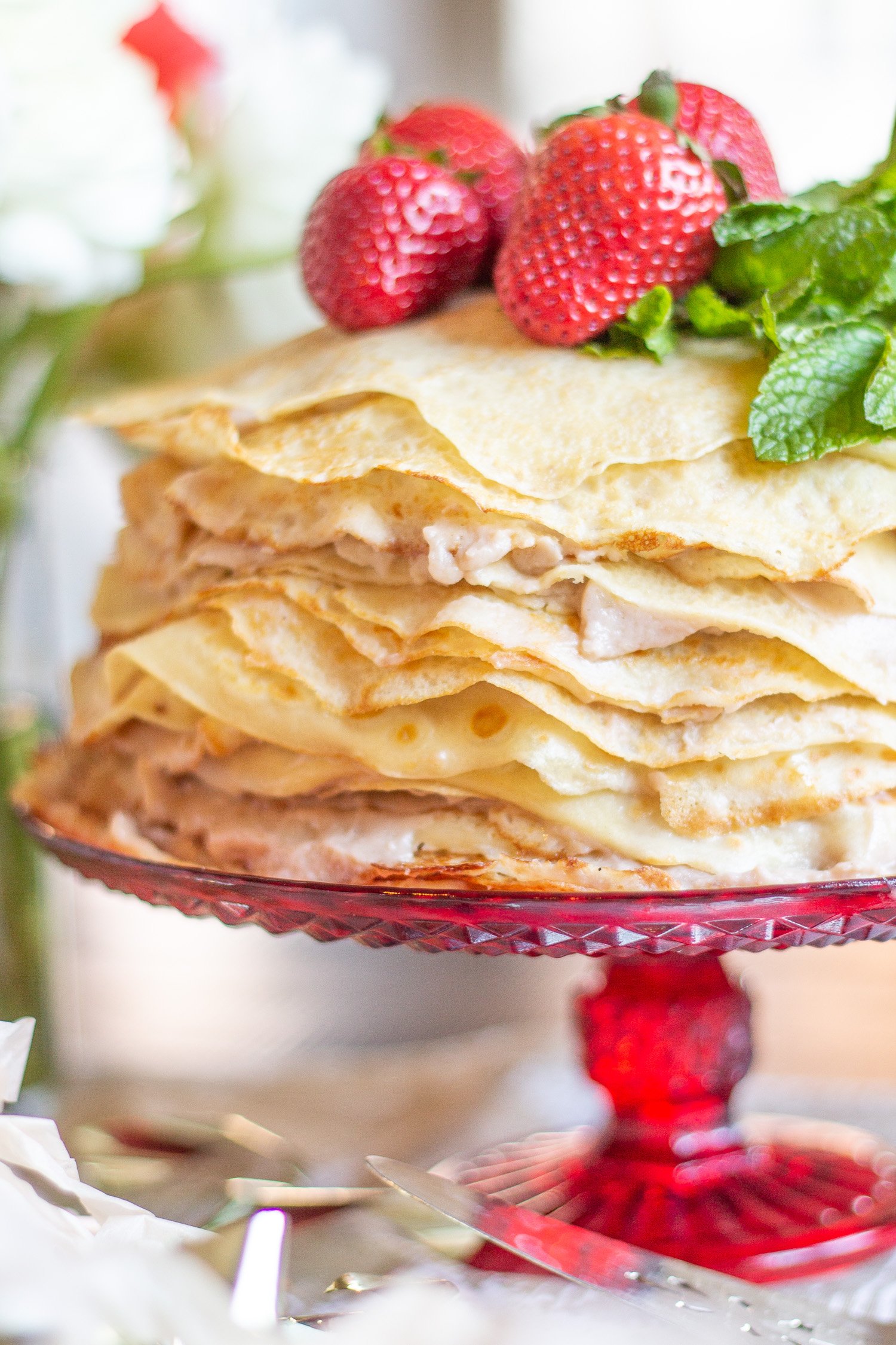 25 Layer Roasted Strawberry Crepe Cake | Crepe Cake Recipe