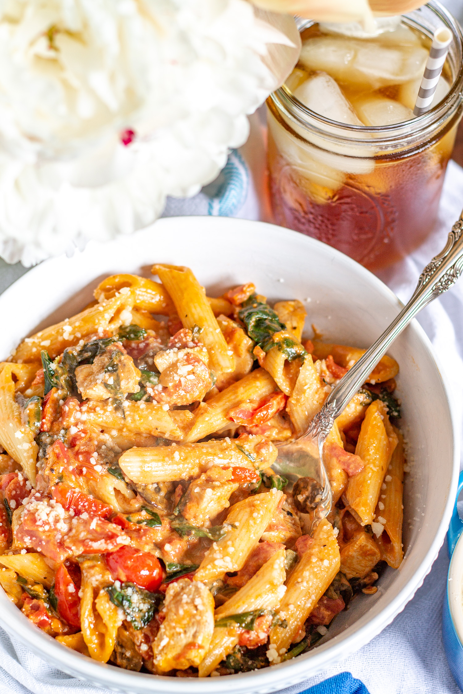 Creamy Tomato Penne with Chicken and Veggies | A Weeknight Dinner
