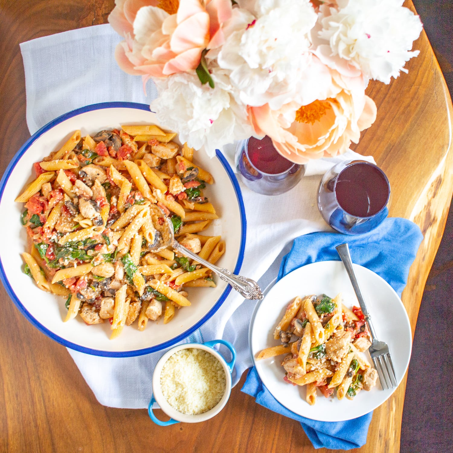 Creamy Tomato Penne with Chicken and Veggies | A Weeknight Dinner