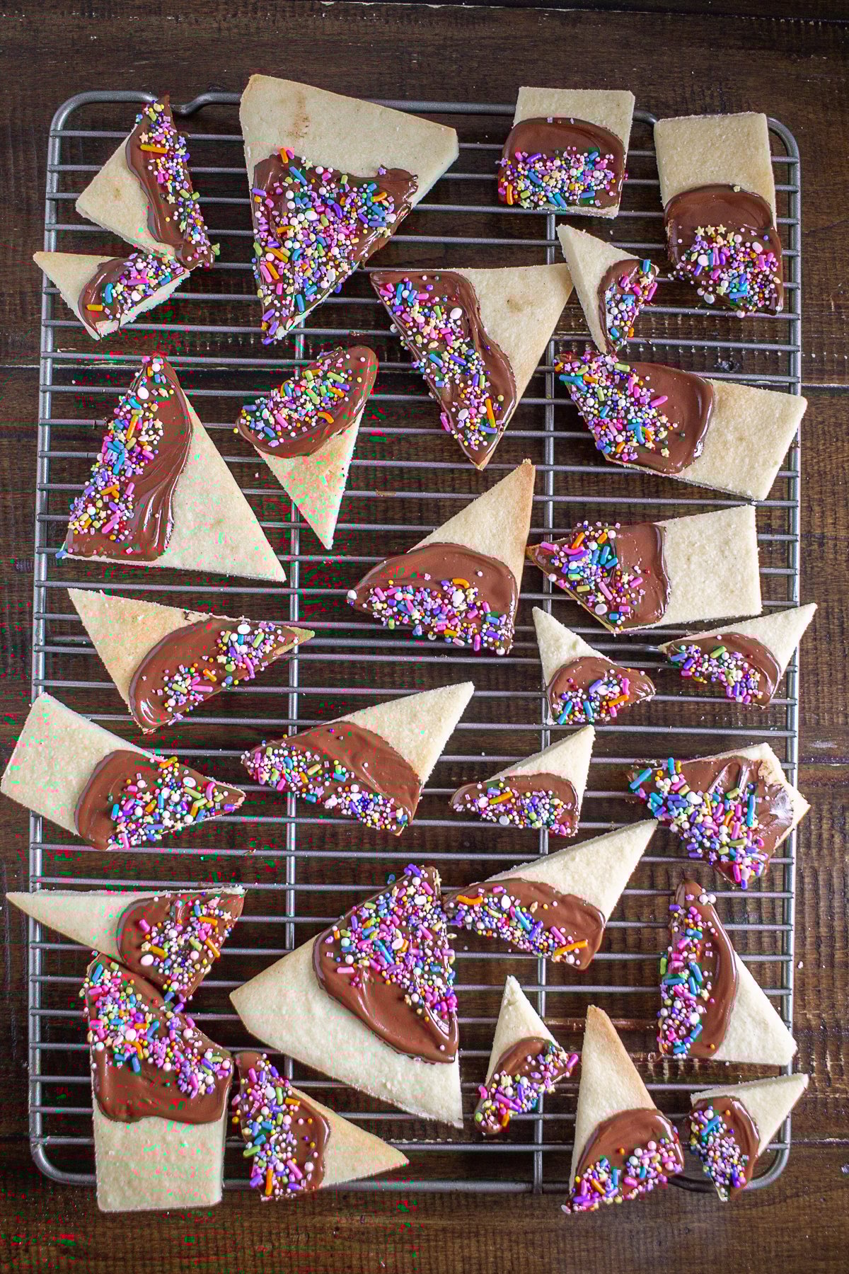 Chocolate Dipped Shortbread Decorated with Sprinkles