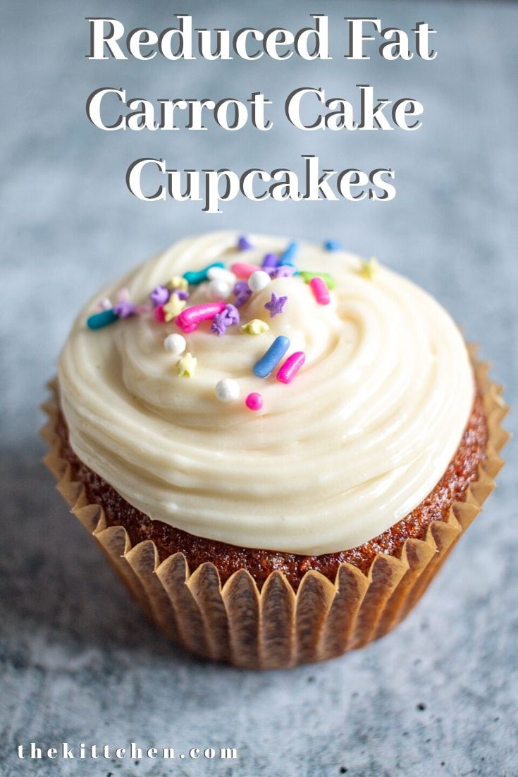 Reduced Fat Carrot Cake Cupcakes with Cream Cheese Frosting