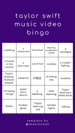 Taylor Swift Music Video Bingo - thekittchen